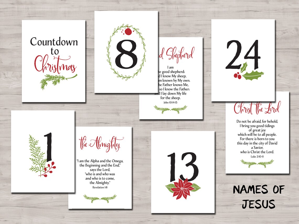 Names of Jesus. Advent Calendar Cards. Instant Download Printable ...