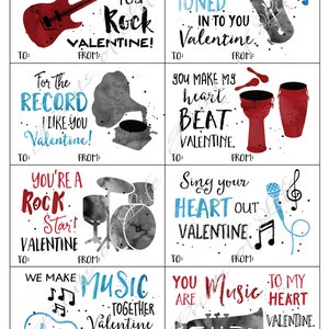 Kids Valentine Cards. Music Valentines Day - Boys, Girls. Instant ...
