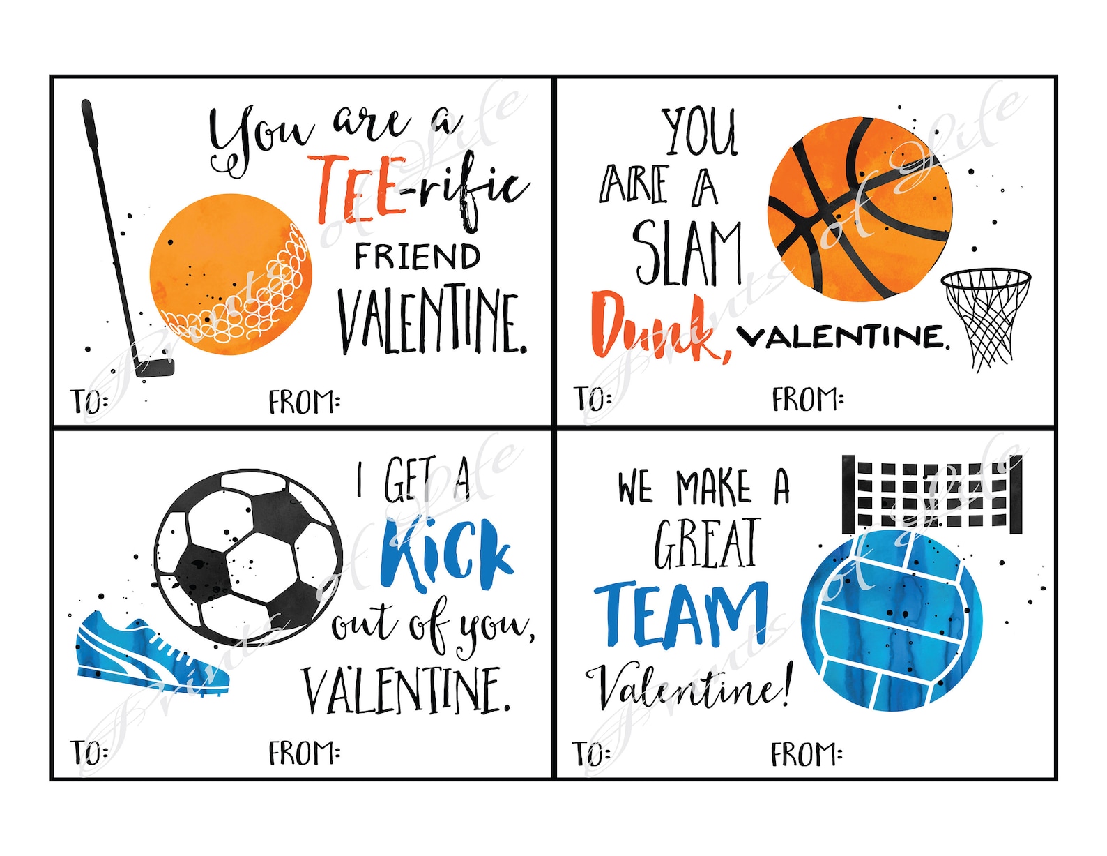 Kids Valentine Cards. Sports Valentines Day. Boys Girls. Instant ...