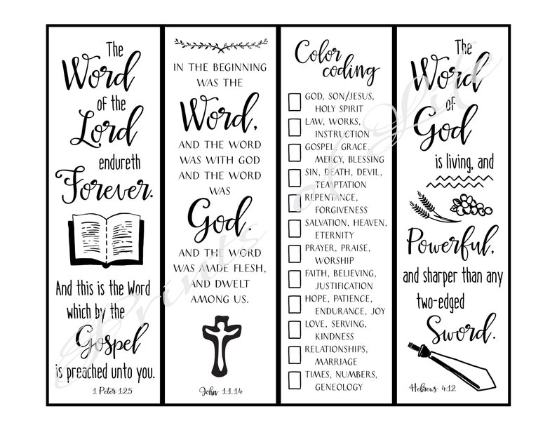 Christian Bookmarks. Instant Download. DIY Printable Color Coding Book ...