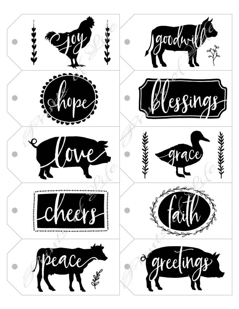 Farmhouse Gift Tags. DIY digital print. Instant download | Etsy