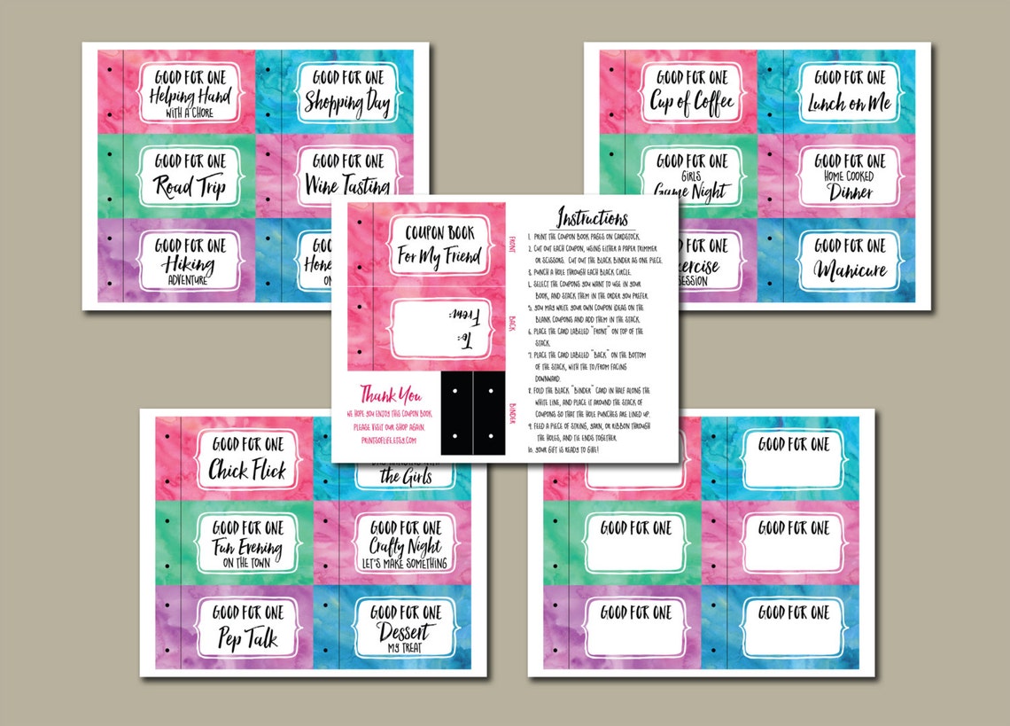 Friend BFF Coupon Book Printable. Instant Download Gift Idea. - Etsy