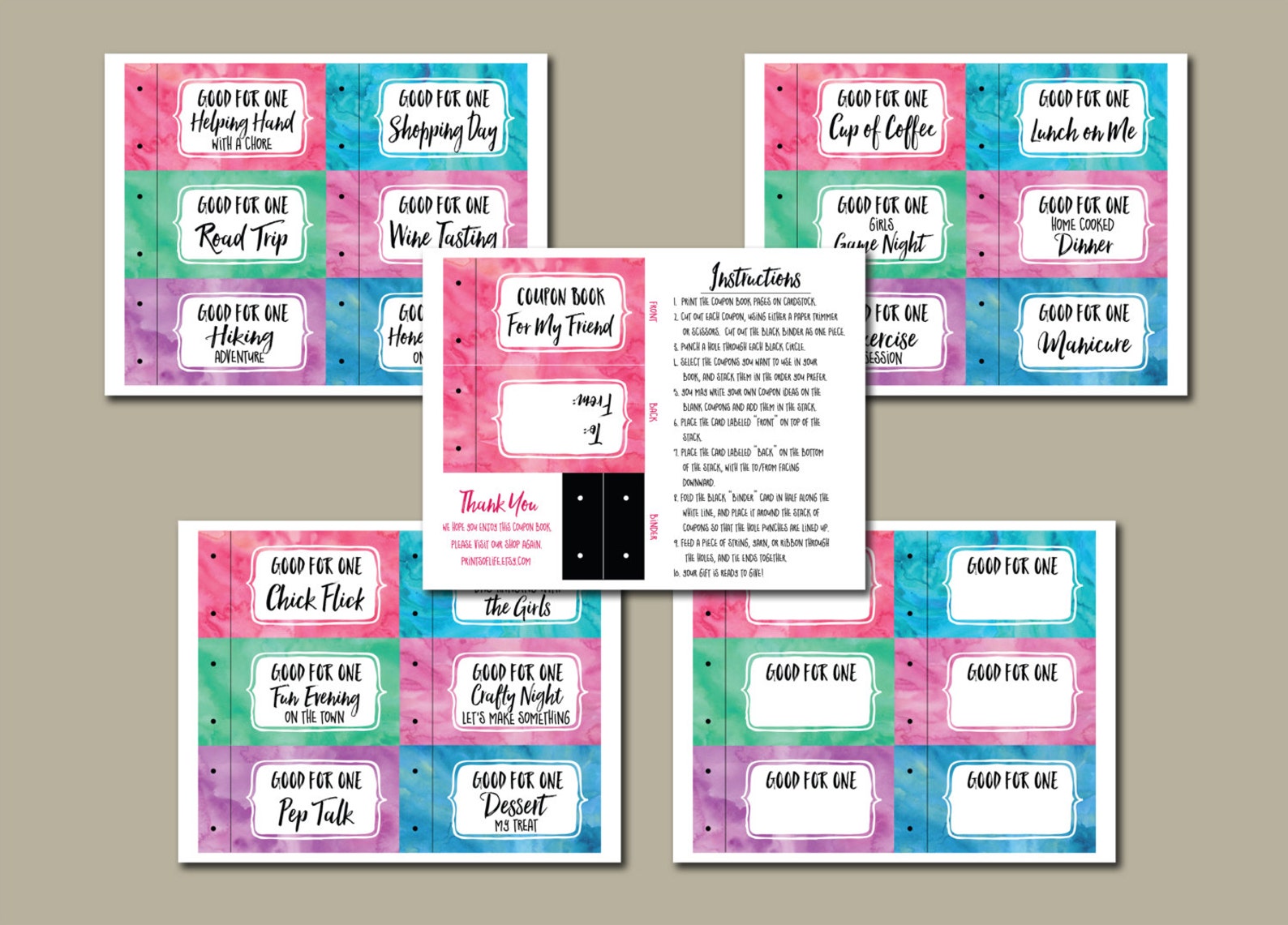 Friend BFF Coupon Book Printable. Instant Download Gift Idea. - Etsy