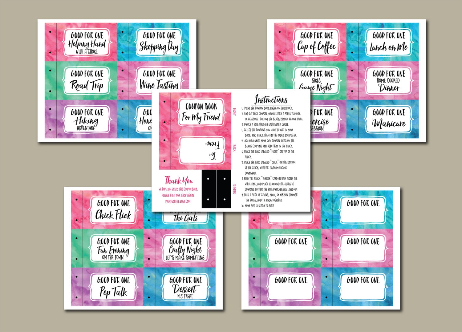 Friend BFF Coupon Book printable. Instant download gift idea. | Etsy