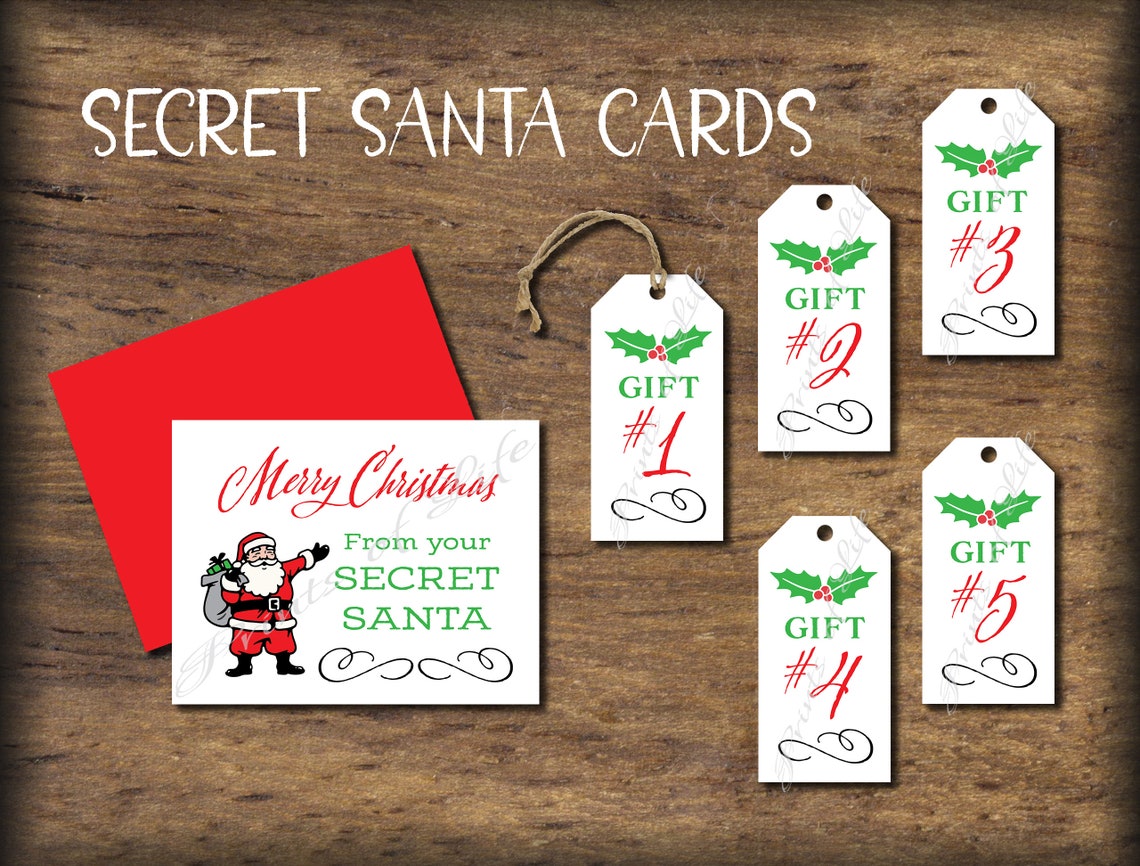 Secret Santa Gift Tags & Card. Instant Download Printable. - Etsy
