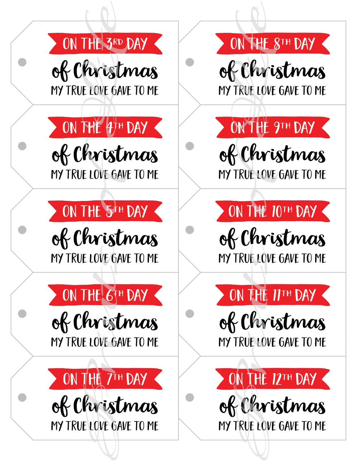 12 Days of Christmas Gift Tags & Card. Date Night Idea. - Etsy