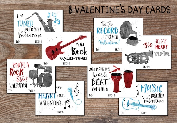 Kids Valentine Cards. Music Valentines Day Boys Girls. - Etsy