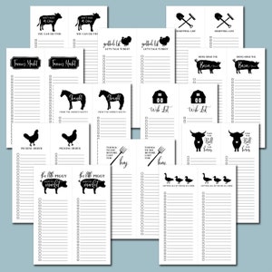 Farmhouse Lists and Recipe Pages. Shopping. Grocery. Cleaning. to Do ...