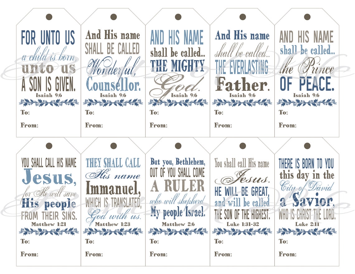 Christmas Gift Tags. Names of Jesus. Instant Download - Etsy