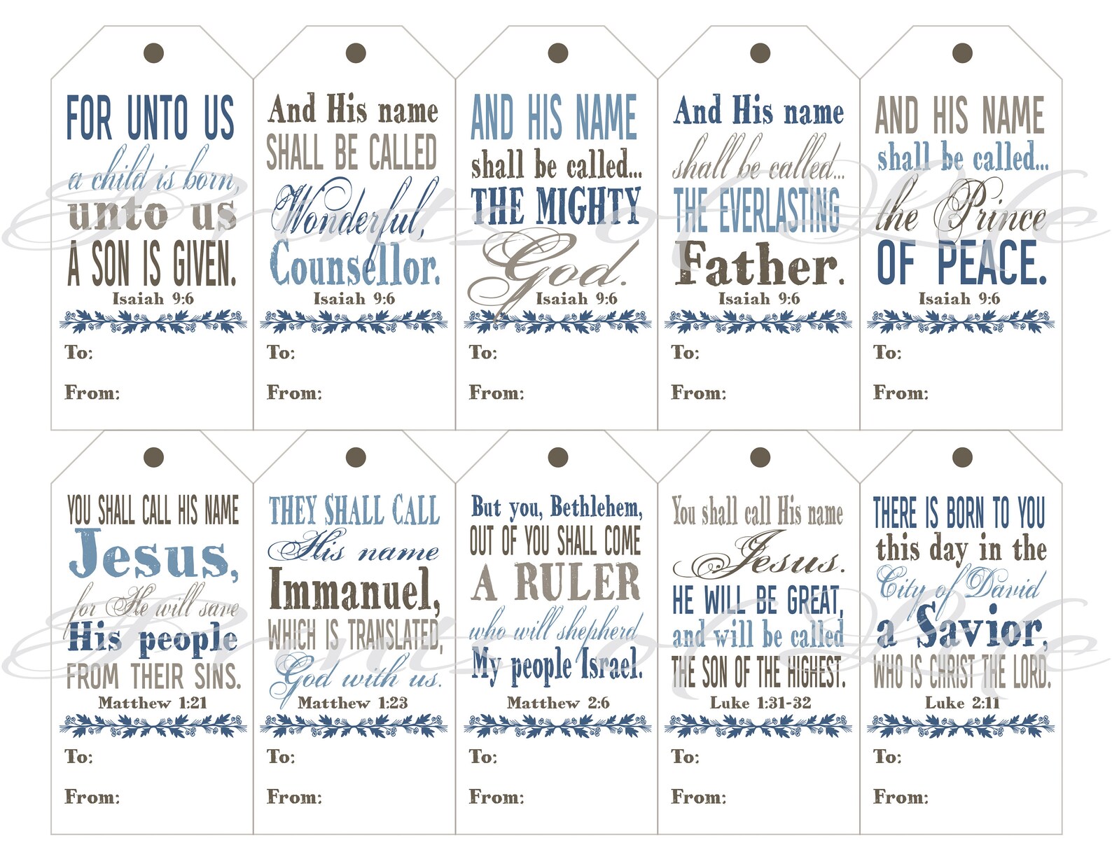 Christmas Gift Tags. Names of Jesus. Instant Download - Etsy