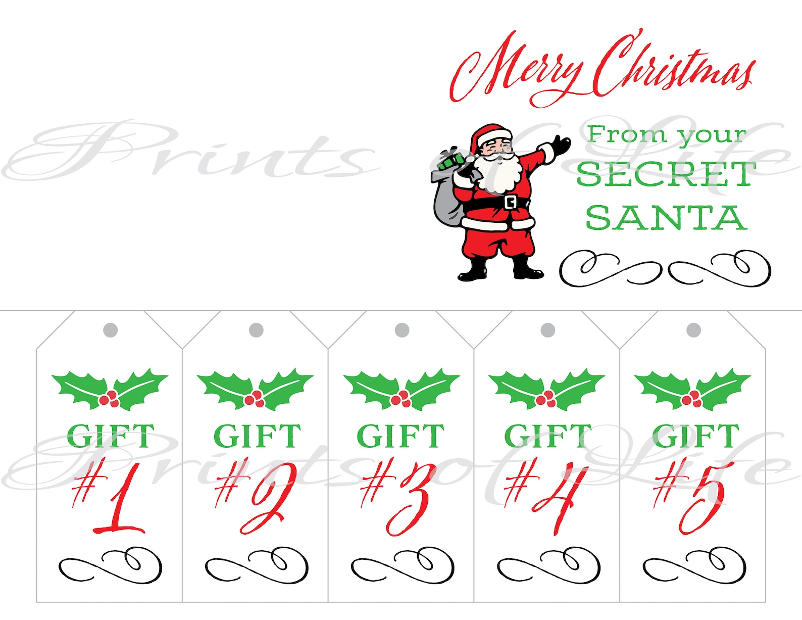 Secret Santa Gift Tags & Card. Instant Download Printable. - Etsy