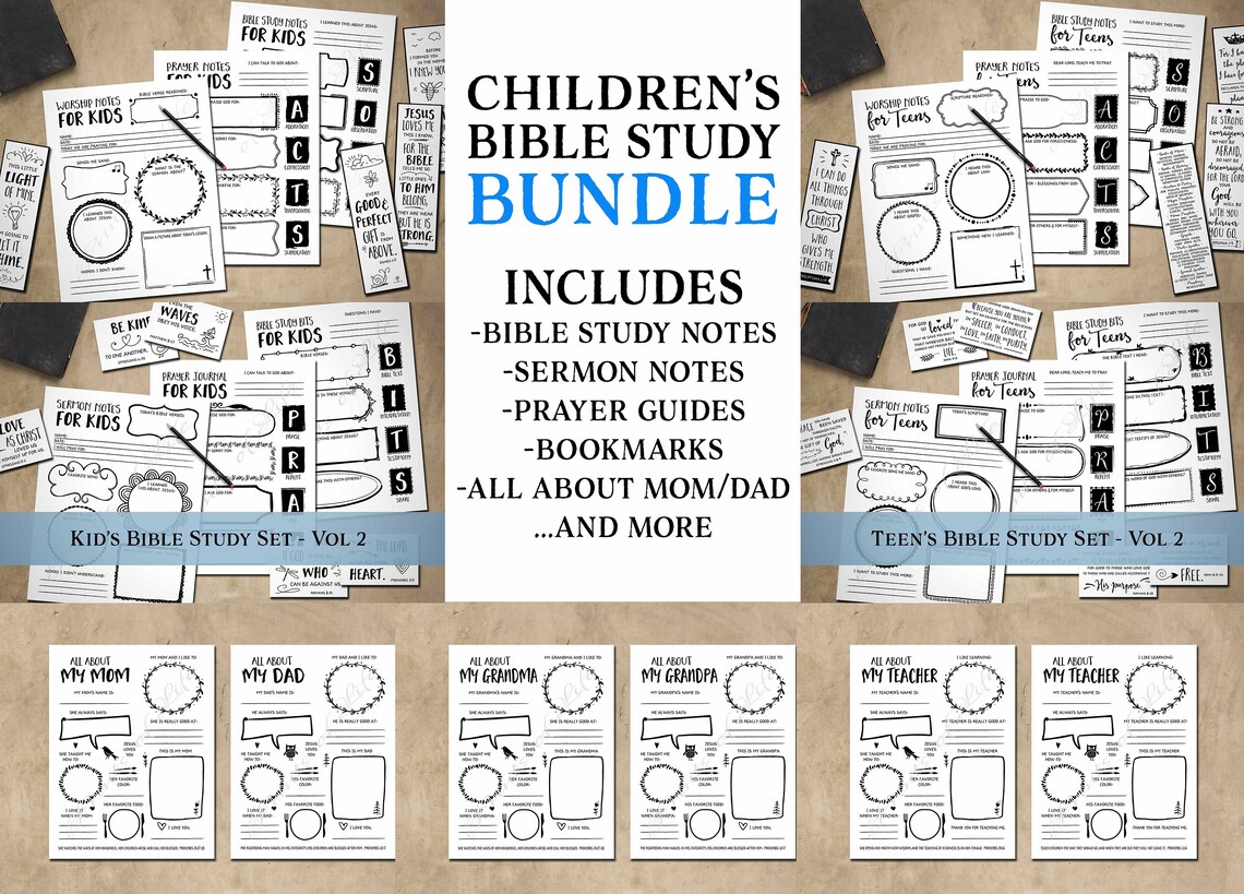 Bible Study Bundle for Children. Instant Download Printable. Worship ...