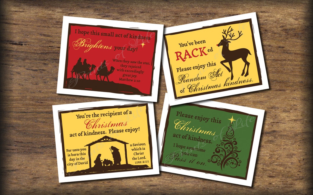Christmas Act of Kindness Cards. Instant Download Printable. Digital ...