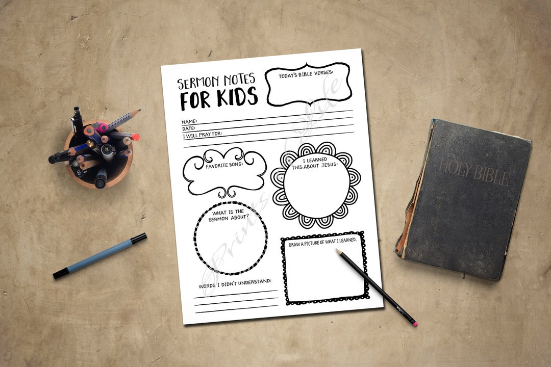 Sermon Notes for Kids. Boys, Girls, Youth, Teens. Instant Download ...