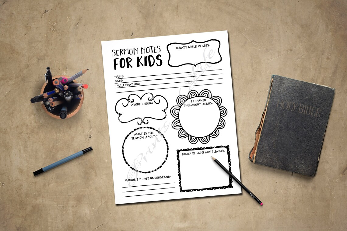 Sermon Notes for Kids. Boys Girls Youth Teens. Instant - Etsy