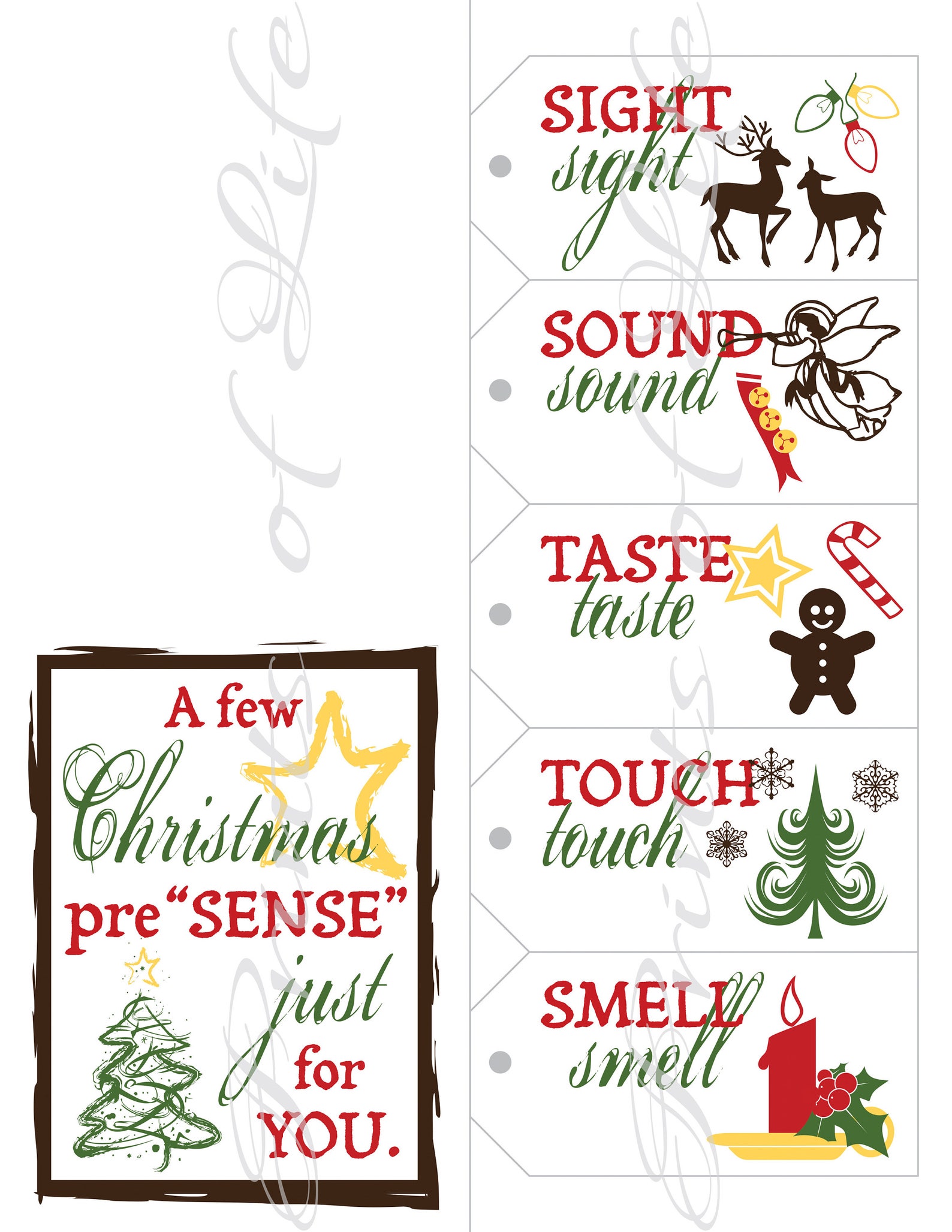 Five Senses Gift Tags & Card. Instant Download Printable. 5 - Etsy