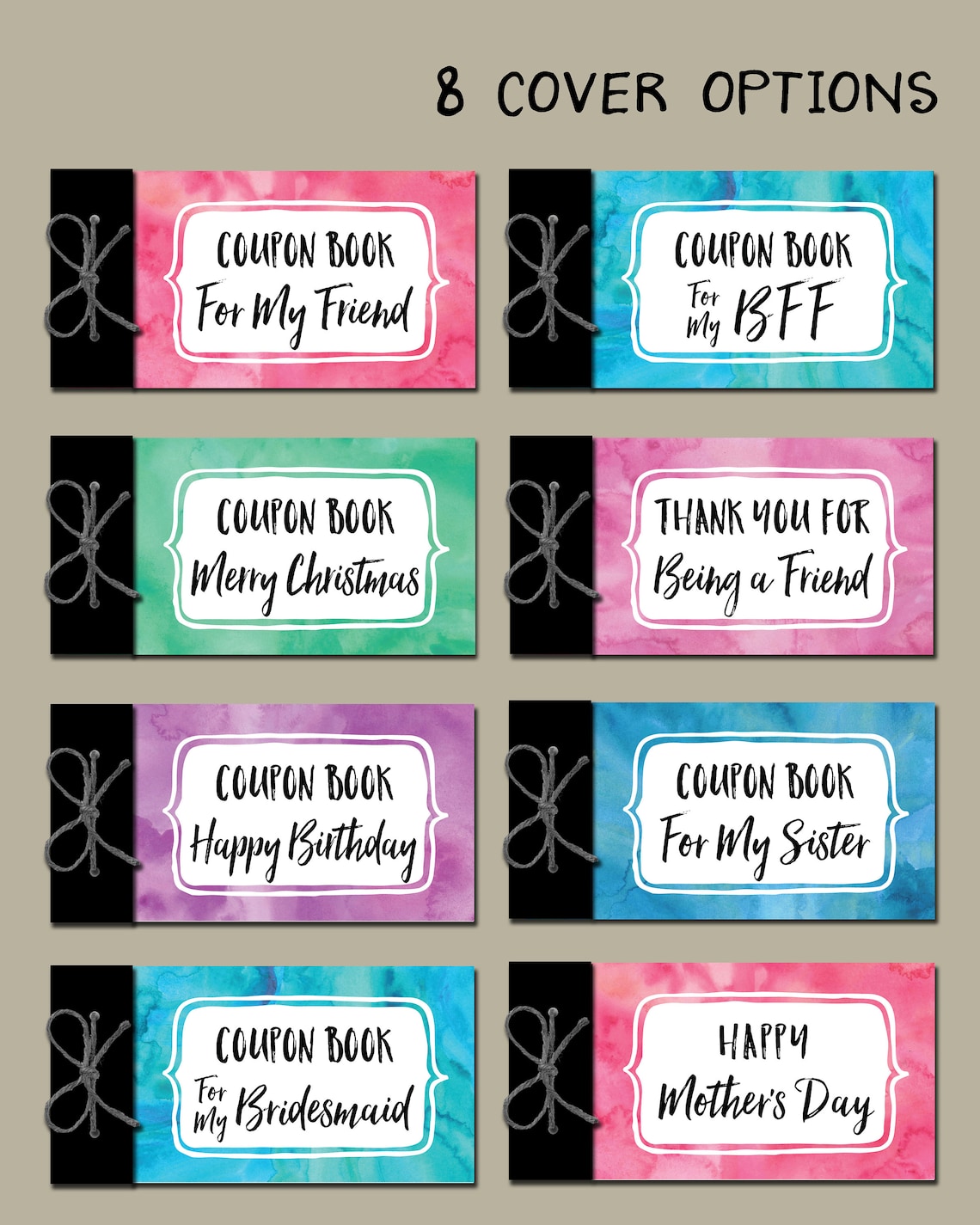Friend BFF Coupon Book printable. Instant download gift idea. | Etsy