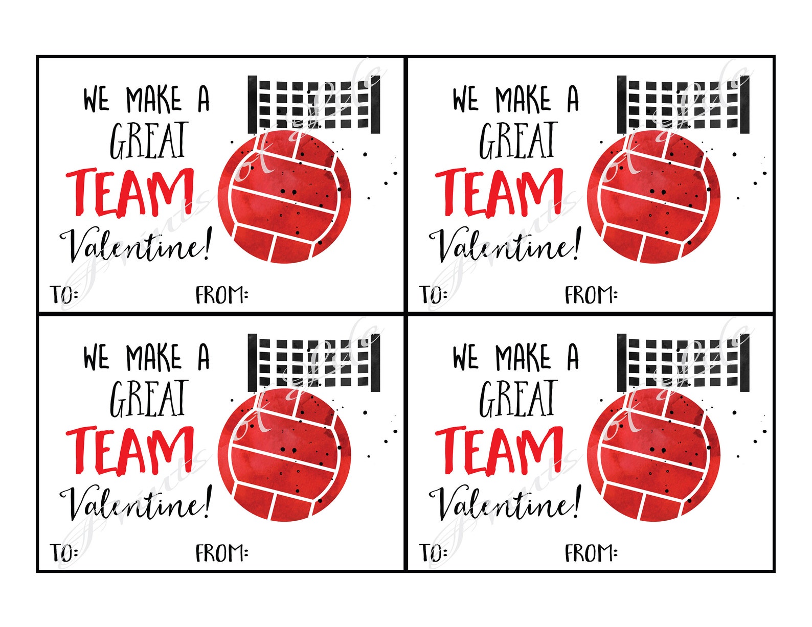 Red Volleyball. Kids Valentine Cards. Sports Valentines Day. - Etsy
