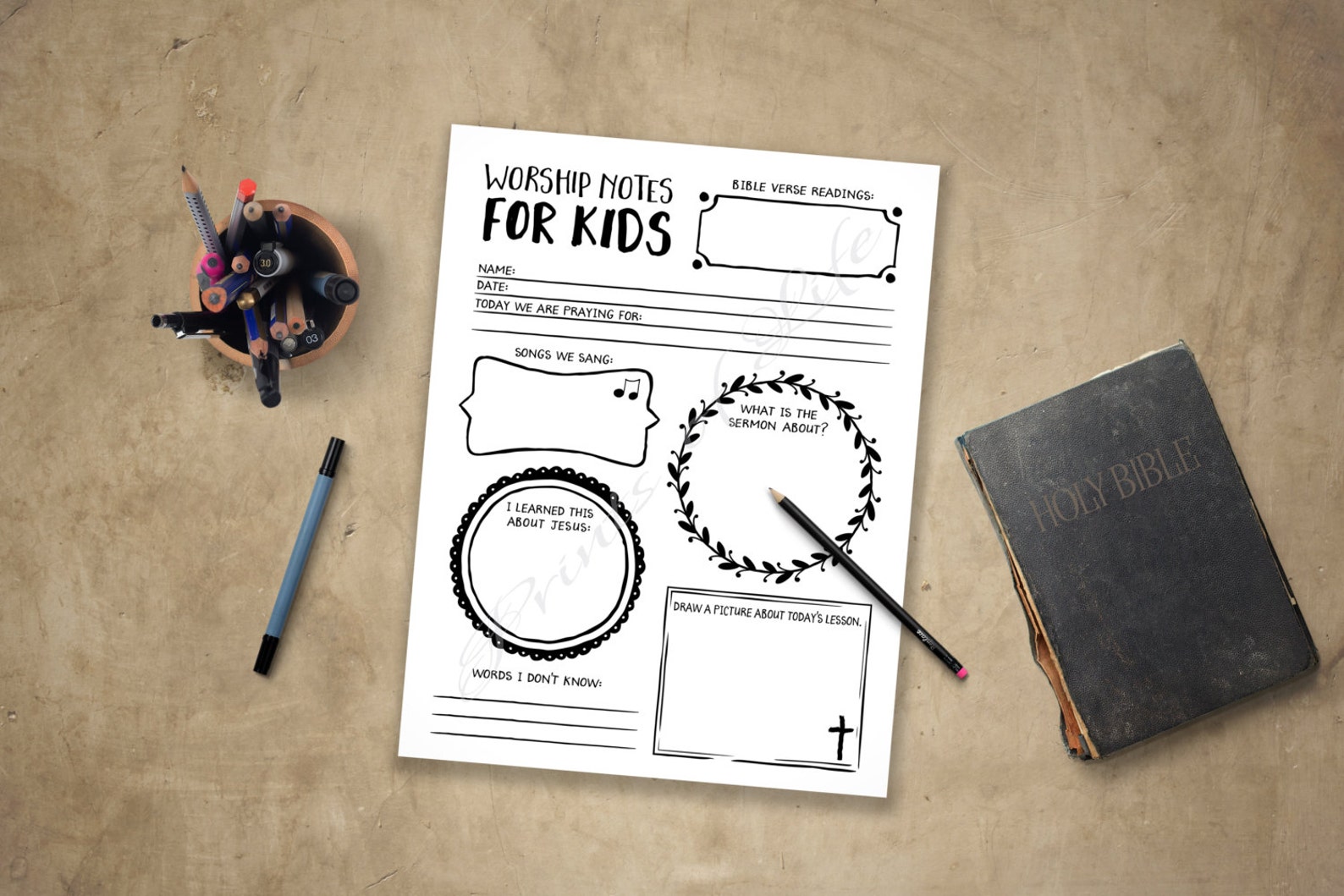 Worship Notes for Kids. PDF Printable. Instant Download. Sermon Notes ...