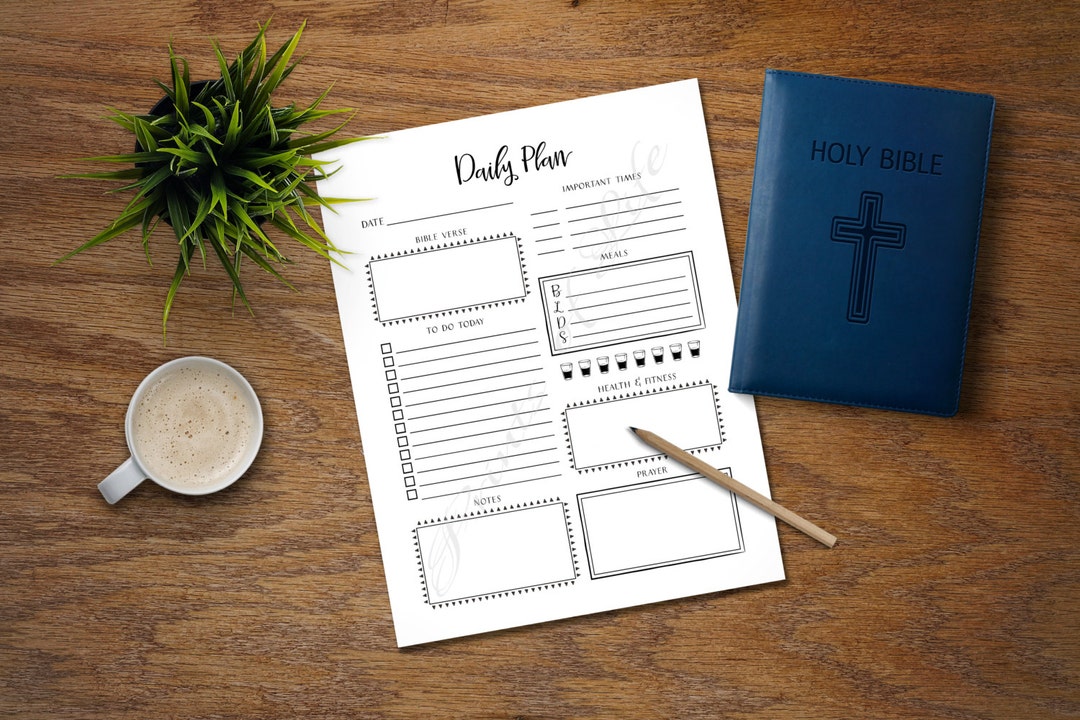 Daily Plan. PDF Printable. Instant Download. Christian Day Planner With ...