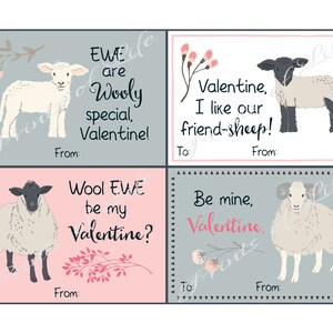 Kids Valentine Cards for School. Cute Sheep Valentines Day - Etsy