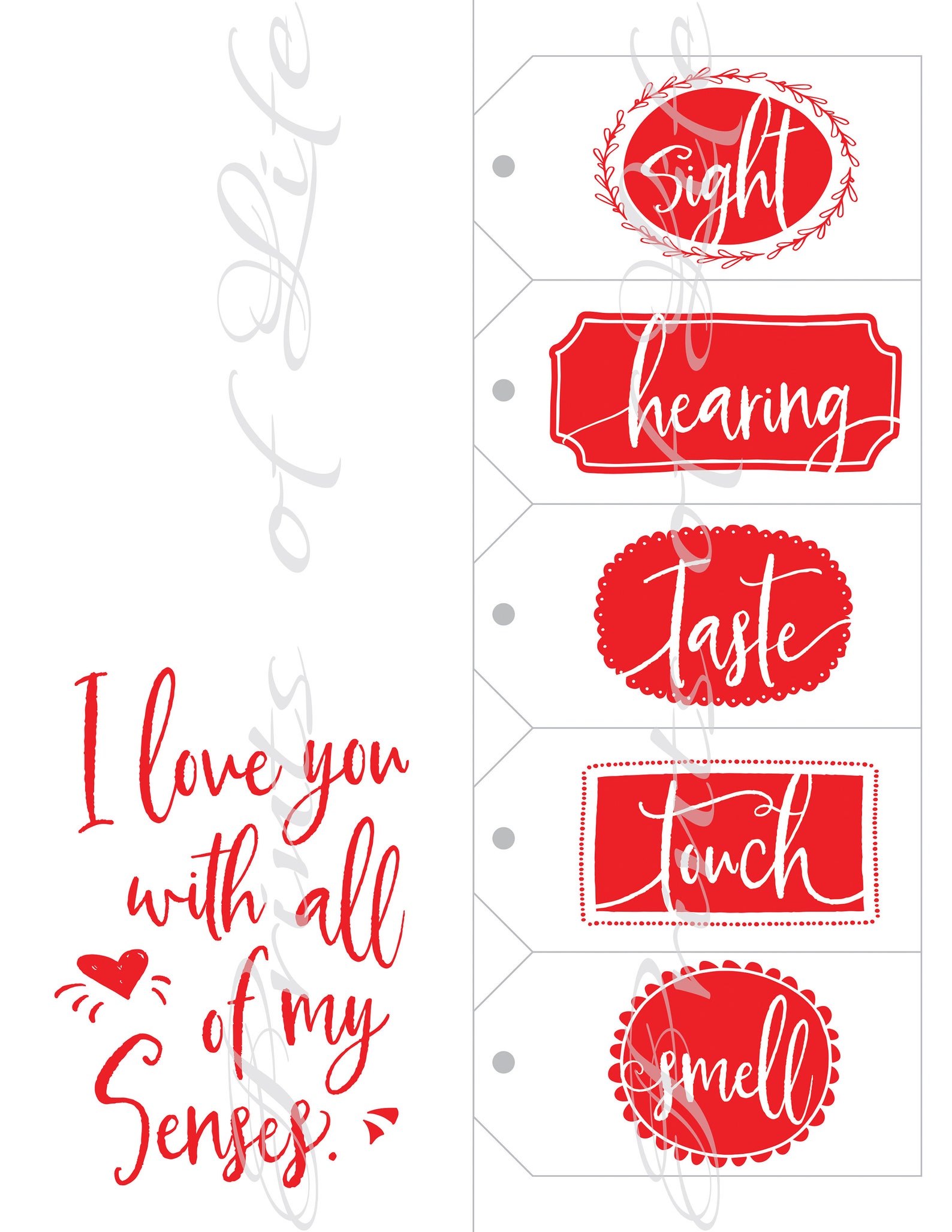 Five Senses Gift Tags & Card. 5 Senses Date Night Idea. Instant ...