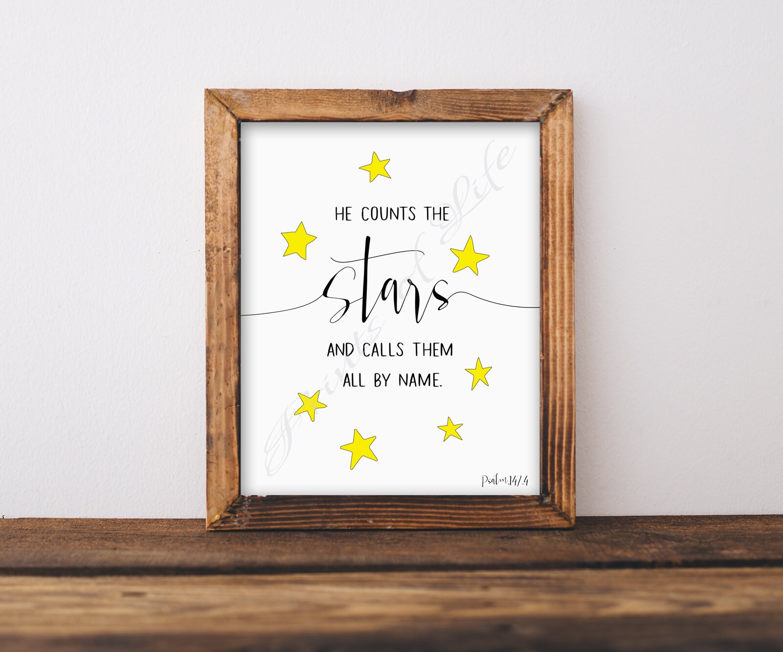 Christian printable. He counts the stars and calls them all by name ...