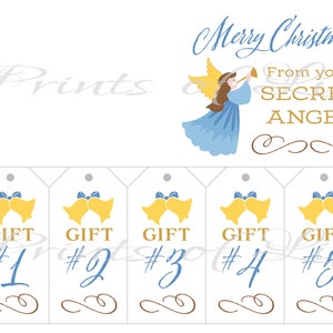 Secret Angel Gift Tags & Card. Instant Download Printable. Christmas ...