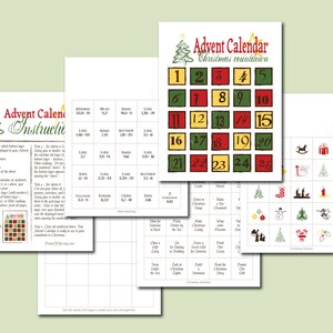 Advent Calendar Printable. Countdown to Christmas. Instant Download ...