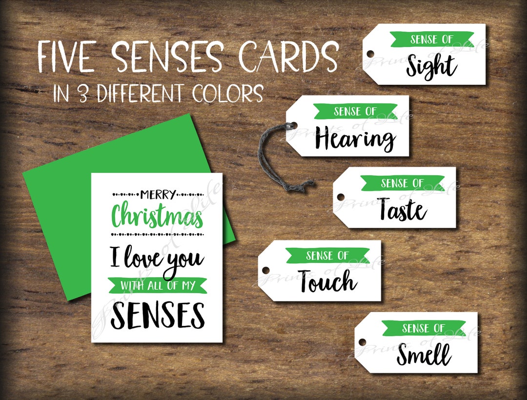5 Senses Christmas Gift Tags & Card. Five Senses Instant Download ...