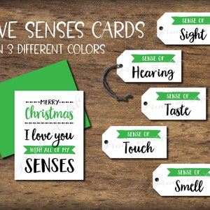 5 Senses Christmas Gift Tags & Card. Five Senses Instant Download ...