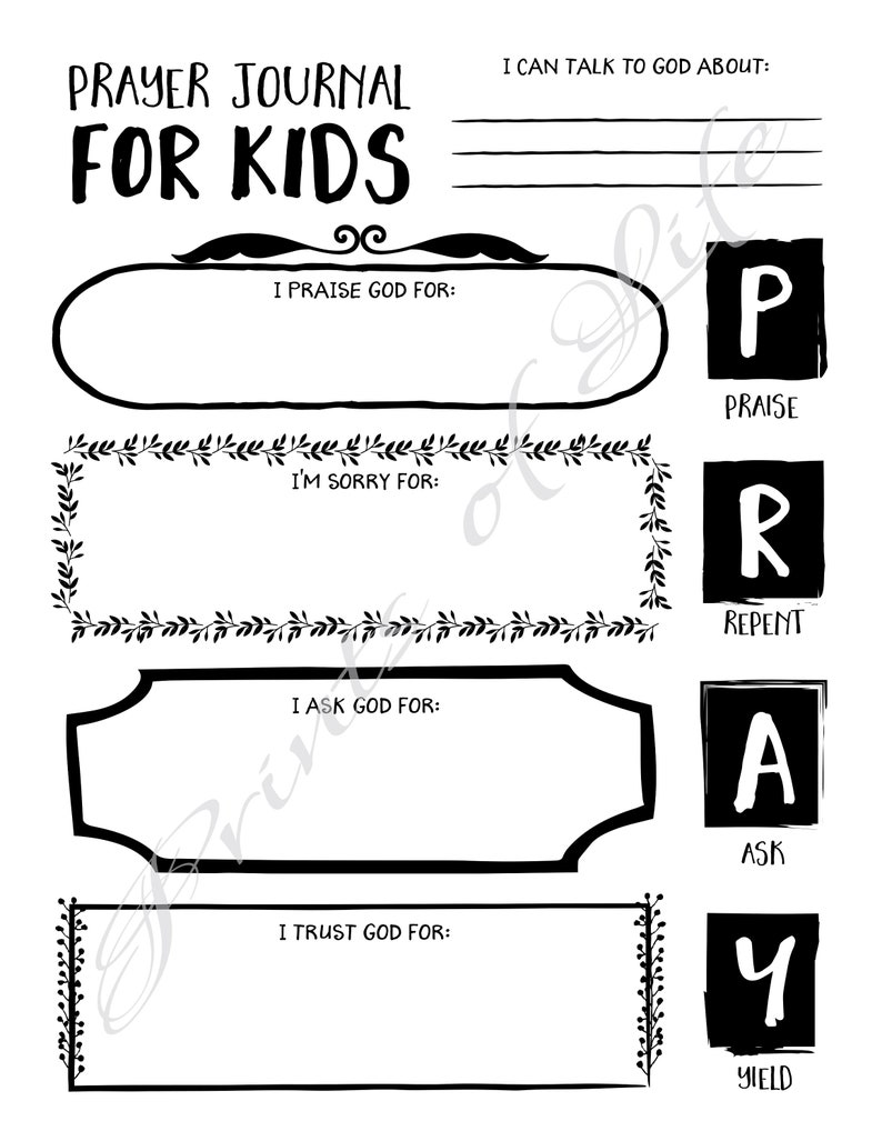 Prayer Journal for Kids. Instant Download Printable. Boys - Etsy