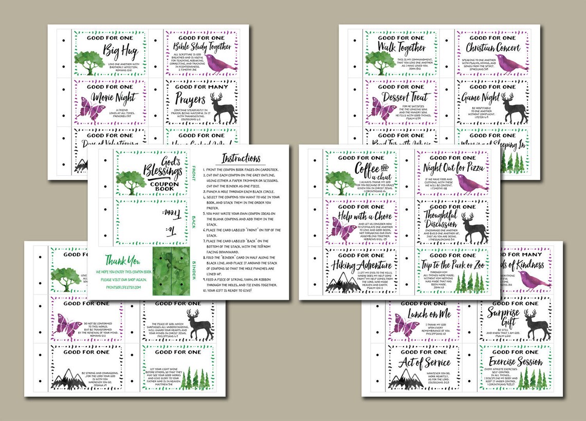 Christian Coupon Book Printable. Bible Verses. Instant | Etsy