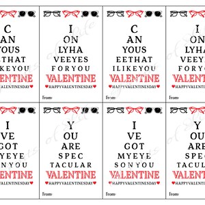 Kids Valentine Cards for School. Eye Chart Valentines Day Card. DIY ...