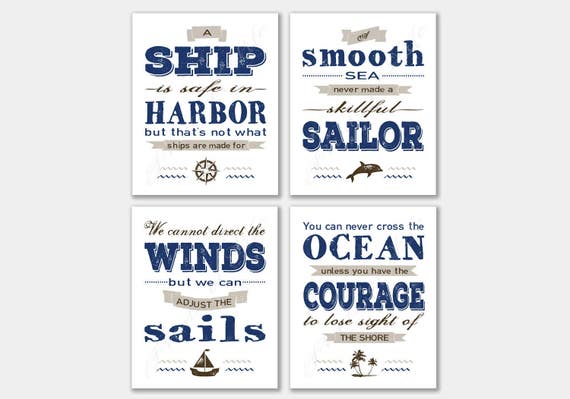 Set of 4 Nautical Prints Quotes Bundle. Instant Download PDF | Etsy