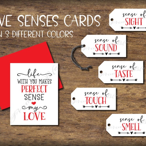 Valentine 5 Senses Gift Tags & Card. Five Senses. Instant - Etsy