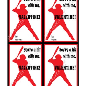 Baseball Kids Valentine Cards for School. Sports Valentine's Day ...