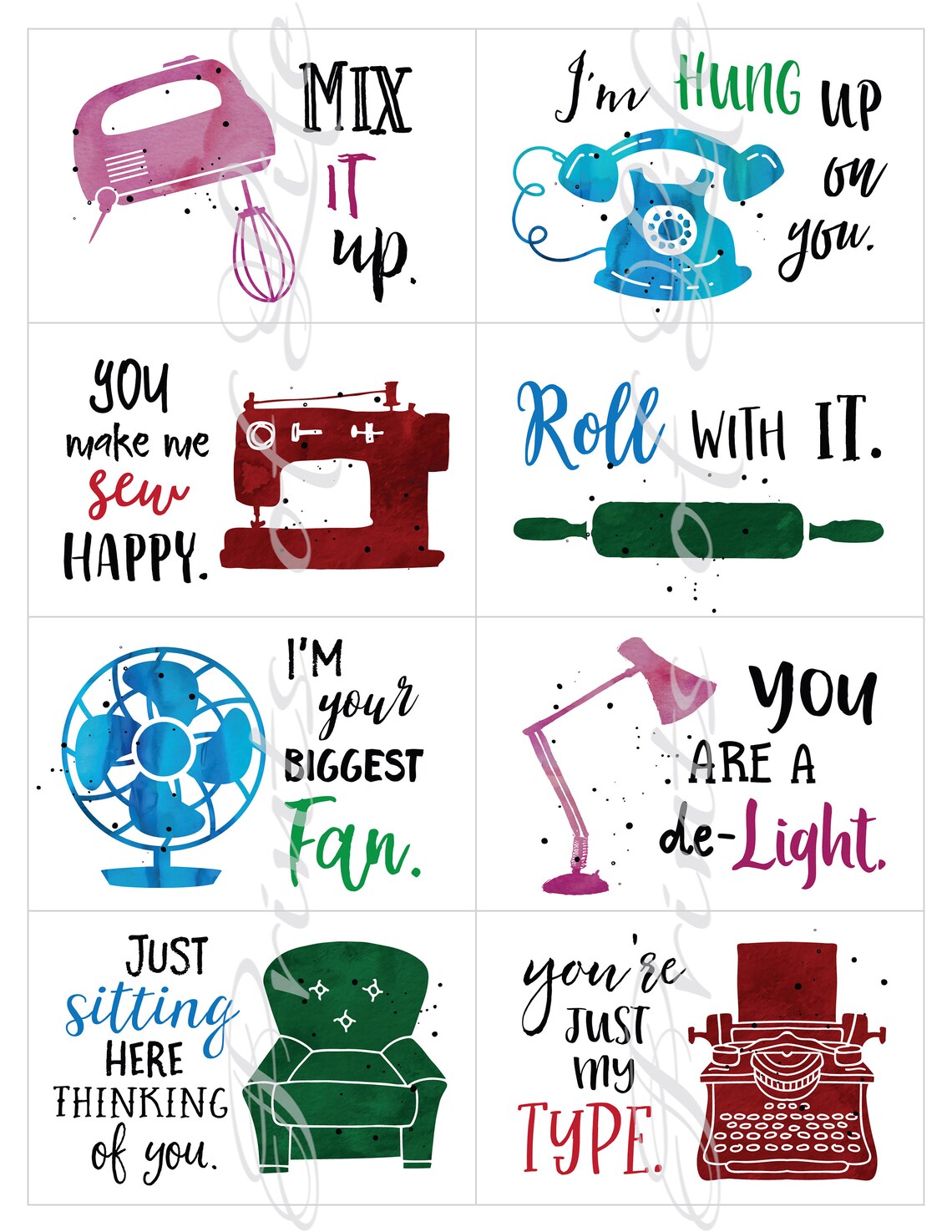 Lunch Notes. Set 12. Instant Download Printable PDF. 24 - Etsy