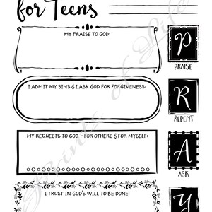 Prayer Journal for Teens. Instant Download Printable. PRAY. Boys, Girls ...