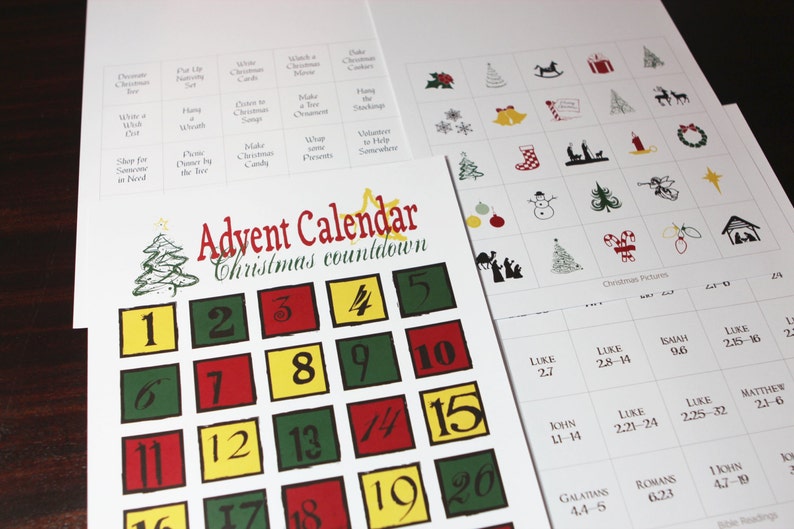 Advent Calendar Printable. Countdown to Christmas. Instant - Etsy