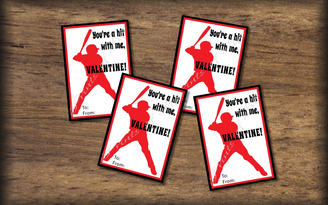 Baseball Kids Valentine Cards for School. Sports Valentine's Day ...