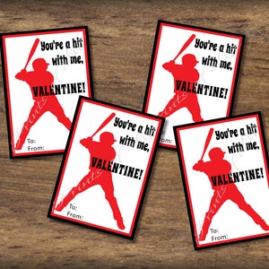 Baseball Kids Valentine Cards for School. Sports Valentine's Day ...