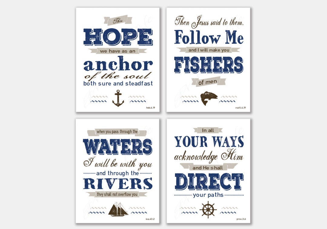 Set of 4 Nautical Prints With Scripture Verses. Instant Download PDF ...