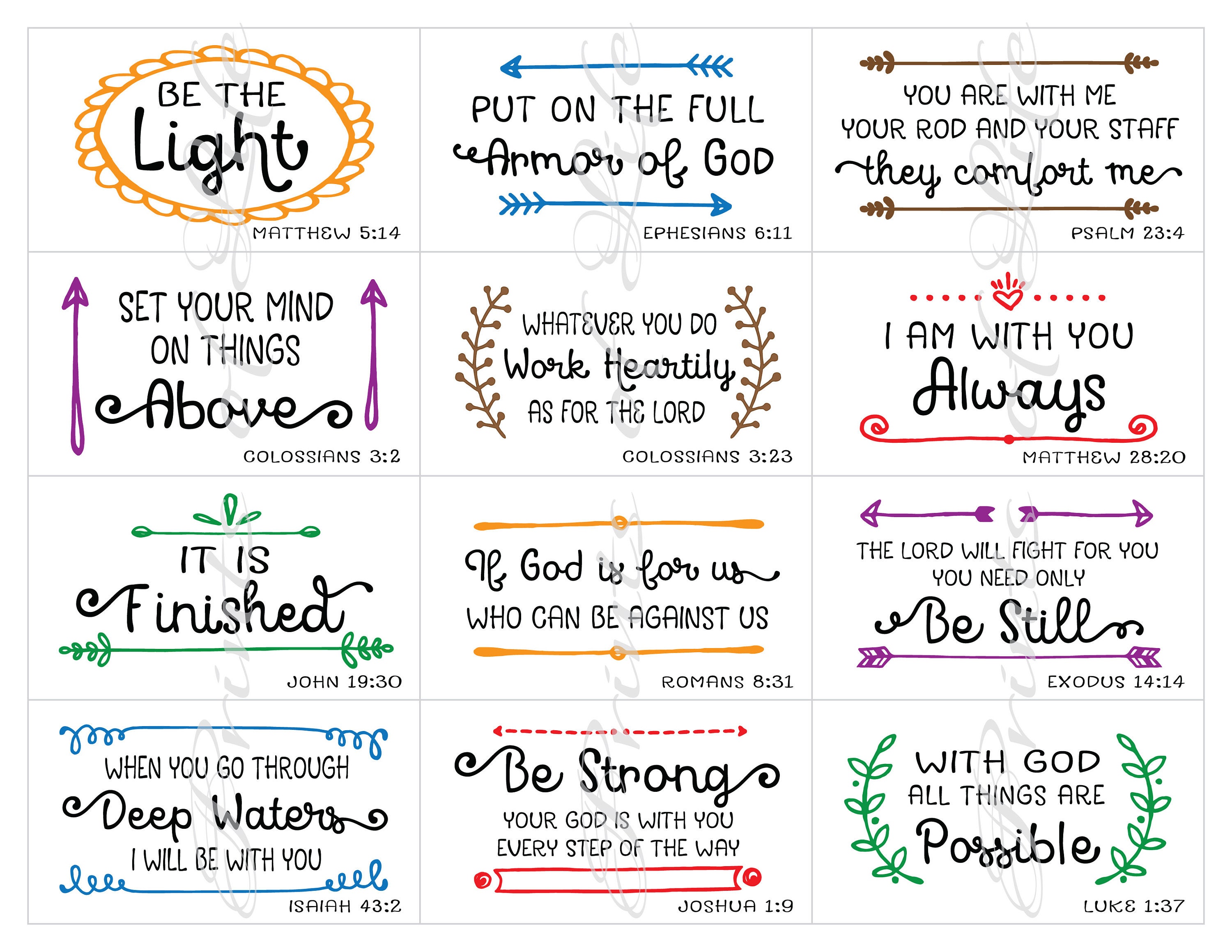 Bible Verse Notes. Lunchbox Cards. Instant Download Printable. Memory ...