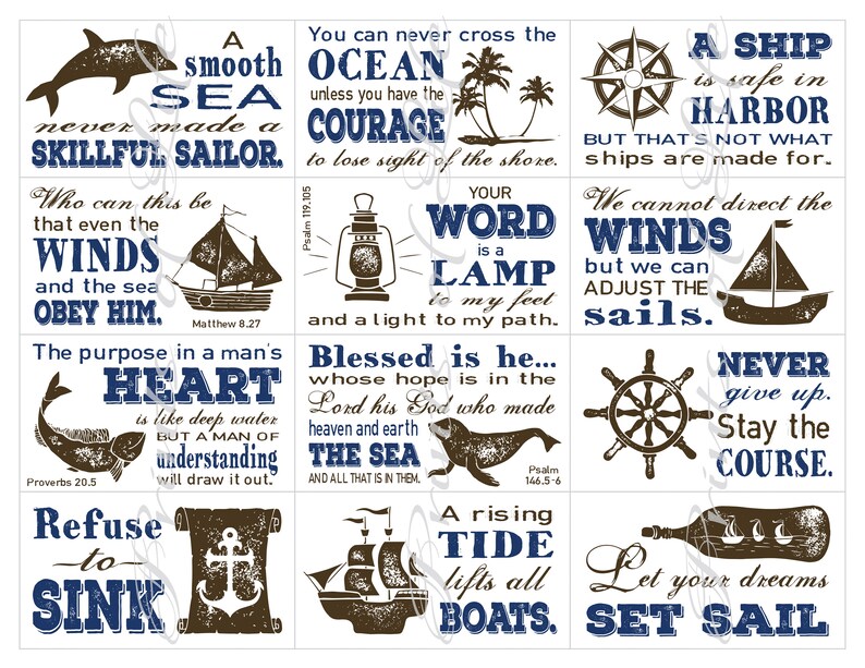 Nautical Notes. Lunch Box Cards. Instant Download Printable. | Etsy