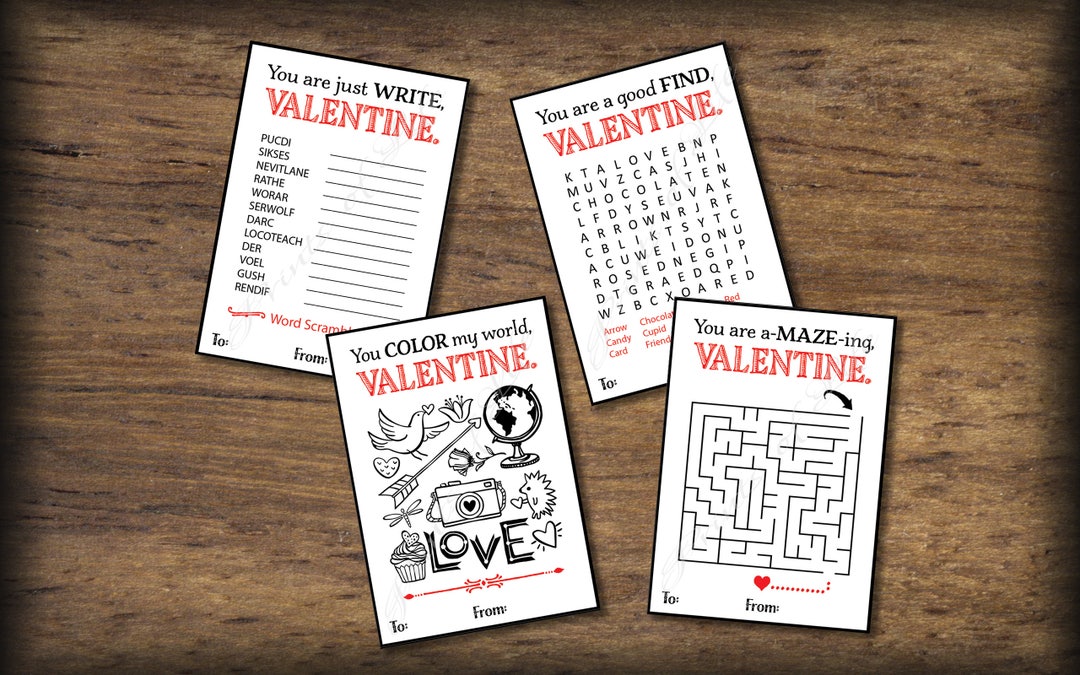 Kids Valentine Cards for School. Puzzles Valentines Day Card. DIY ...