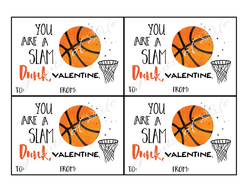 Basketball. Kids Valentine Cards. Sports Valentines Day. Boys | Etsy