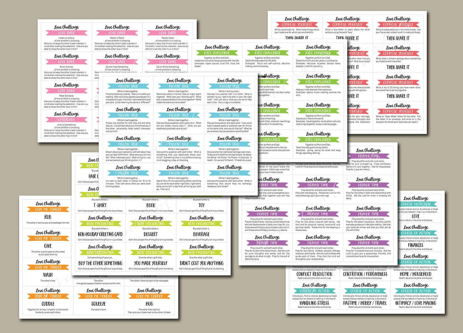 Love Challenge Cards. Instant Download Printable. Dating - Etsy