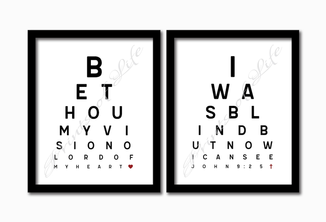 Set of 2 Eye Chart Printables. Instant Download PDF JPG Prints. Be Thou ...