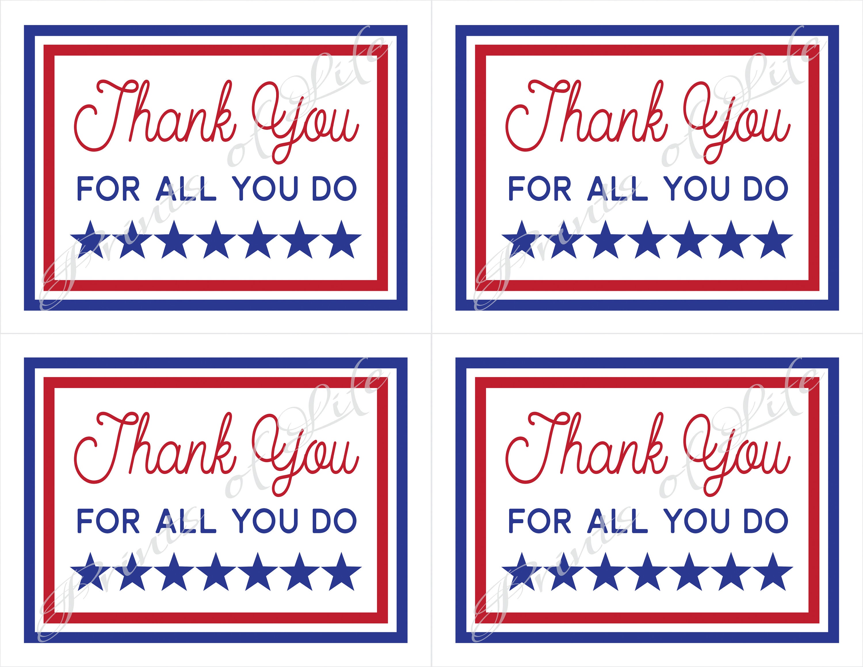 Patriotic Thank You Cards. Small Acts of Kindness. Instant Download ...